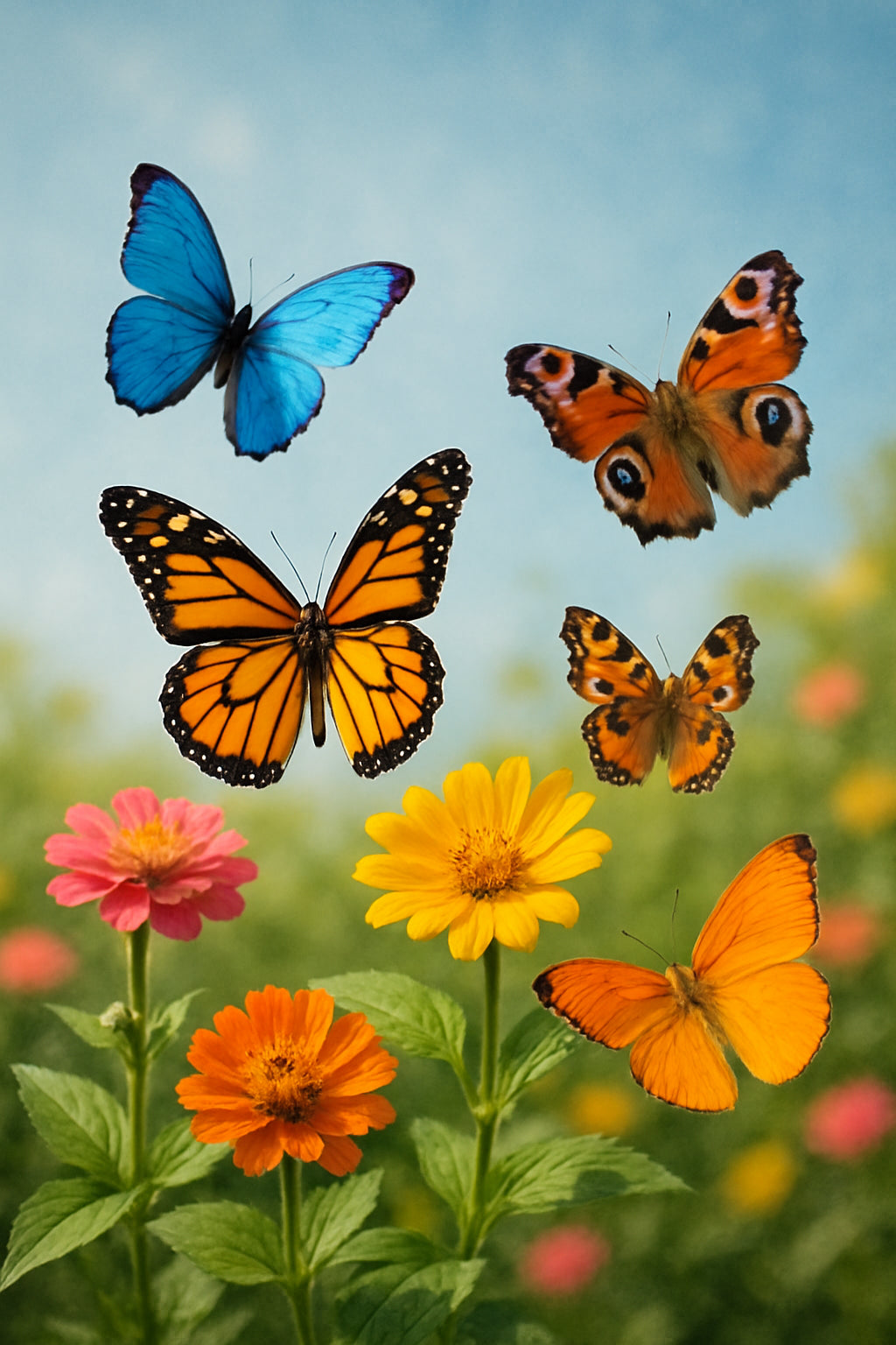 Diamond Painting Kleurrijke Vlinders in Zonnige Tuin